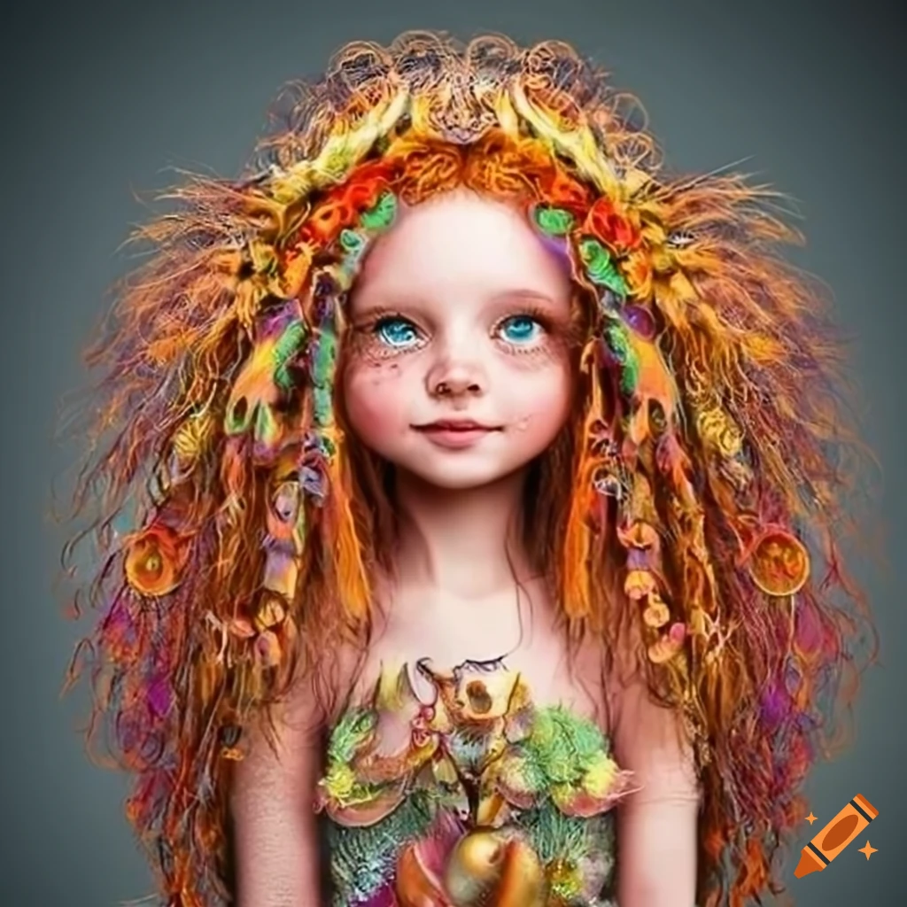 Colorful illustration of cute ginger-haired girls on Craiyon