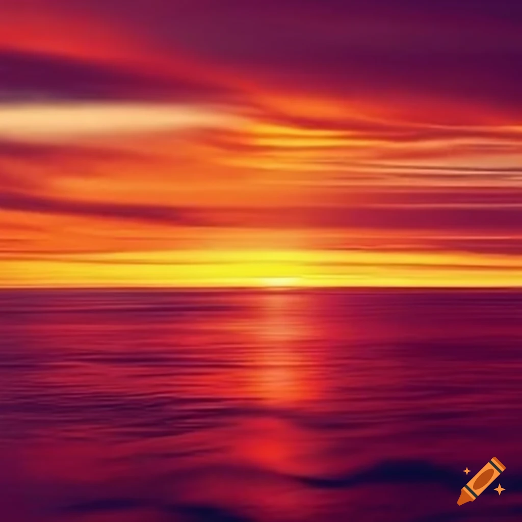 Vibrant yellow and red sunset on Craiyon