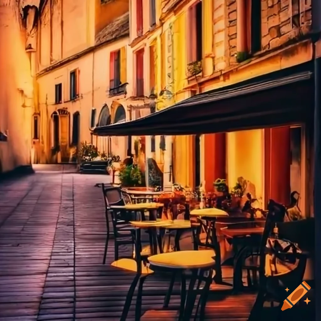 Terrace cafe in a mediterranean city