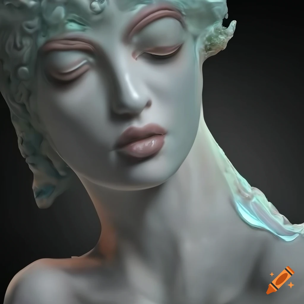 Sculpture of opalescent figures in vivid colors on Craiyon