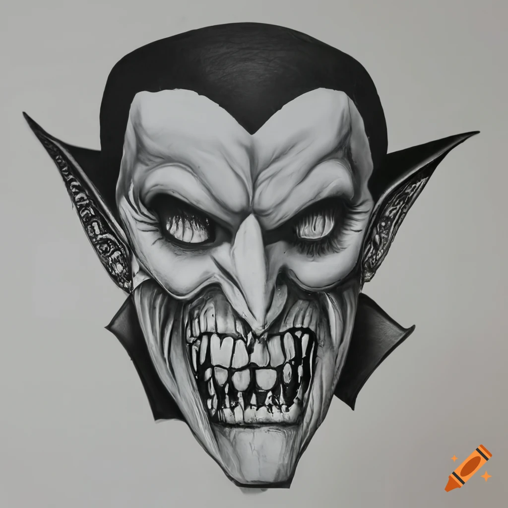 Front view of a modern dracula mask on Craiyon