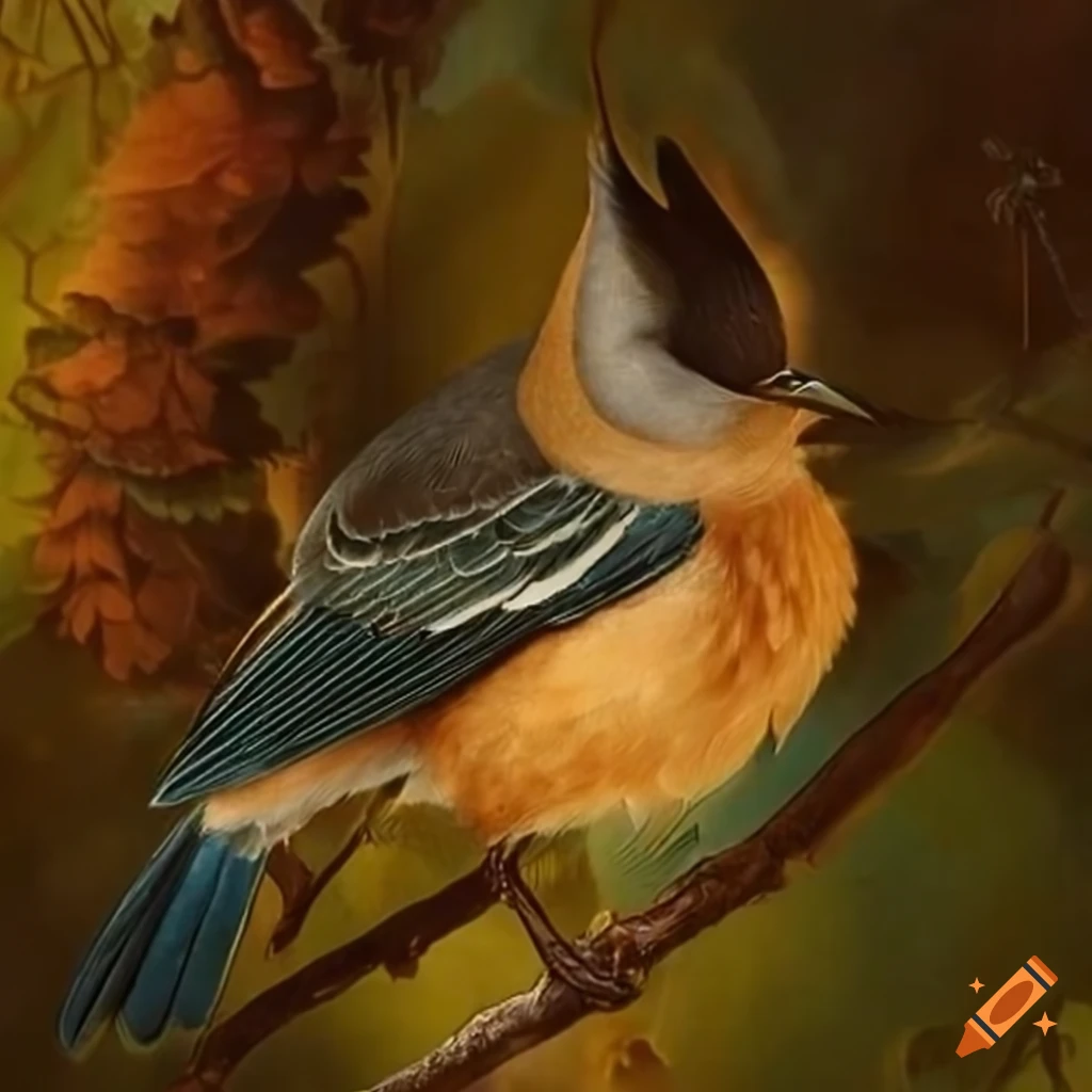 Réalistic bird on a branch in the jungle on Craiyon