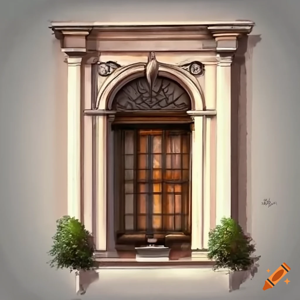 Front facade window of a french castle on Craiyon