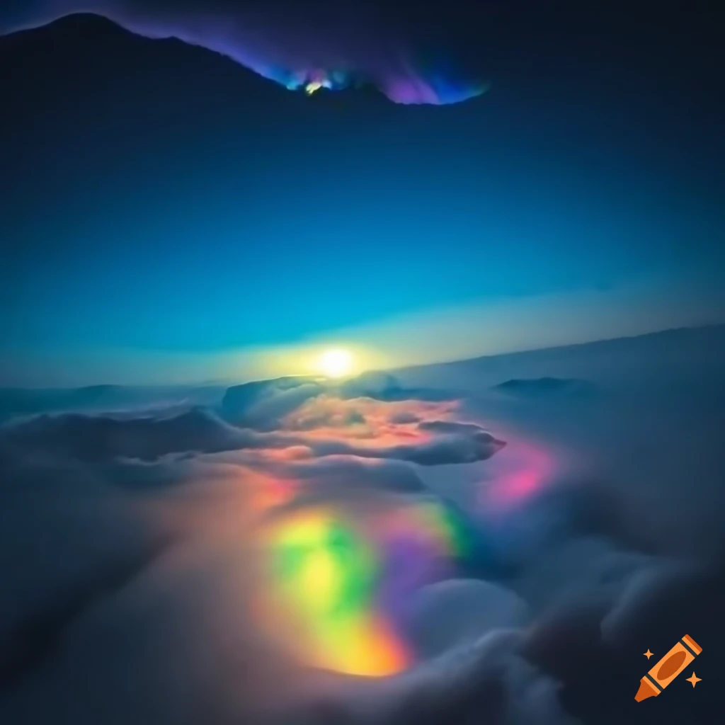 Scenic view of giant crystal reflecting light on Craiyon