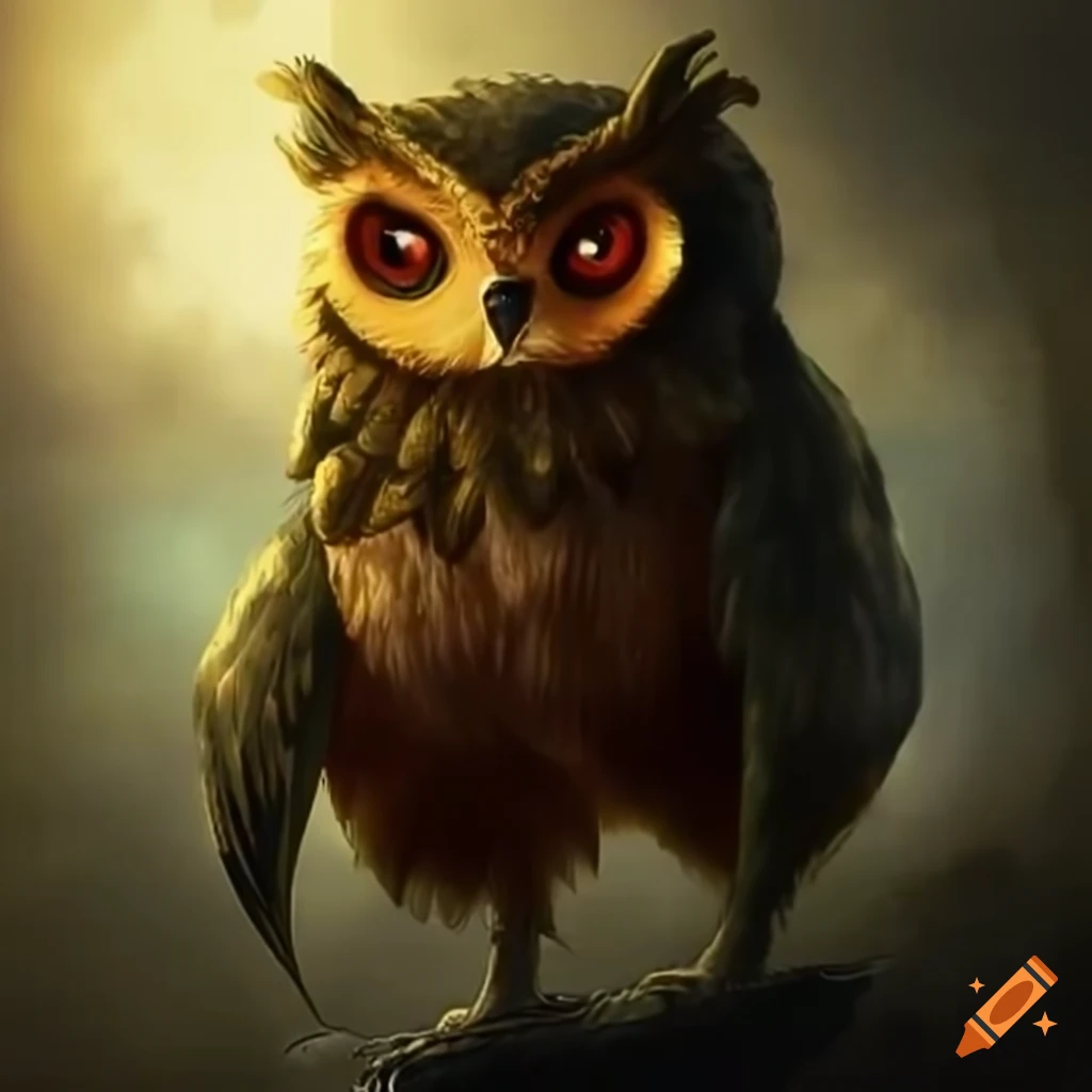 Illustration of a dog-owl hybrid creature on Craiyon