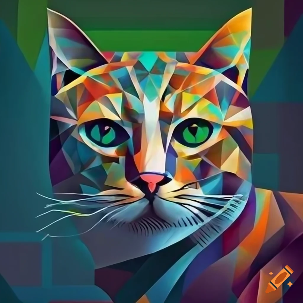 Geometric abstract art with cats on Craiyon