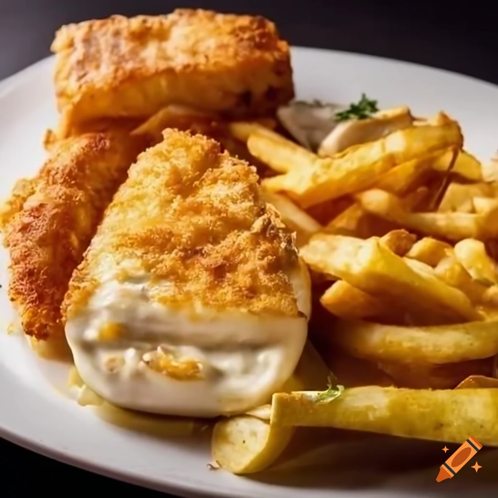 Traditional dish of fish and chips for christmas on Craiyon