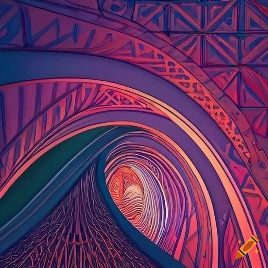 Intricate geometric abstract art of architecture