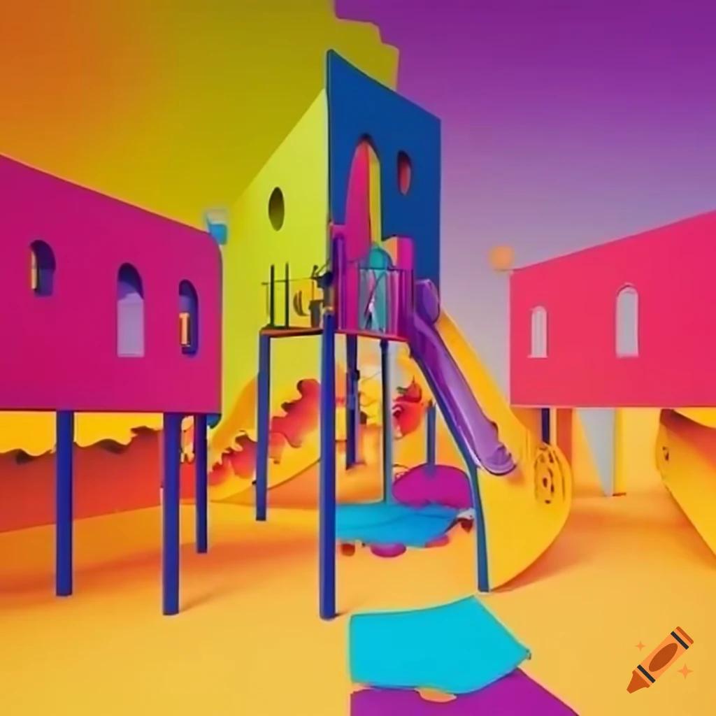 Colorful and surreal playground on Craiyon