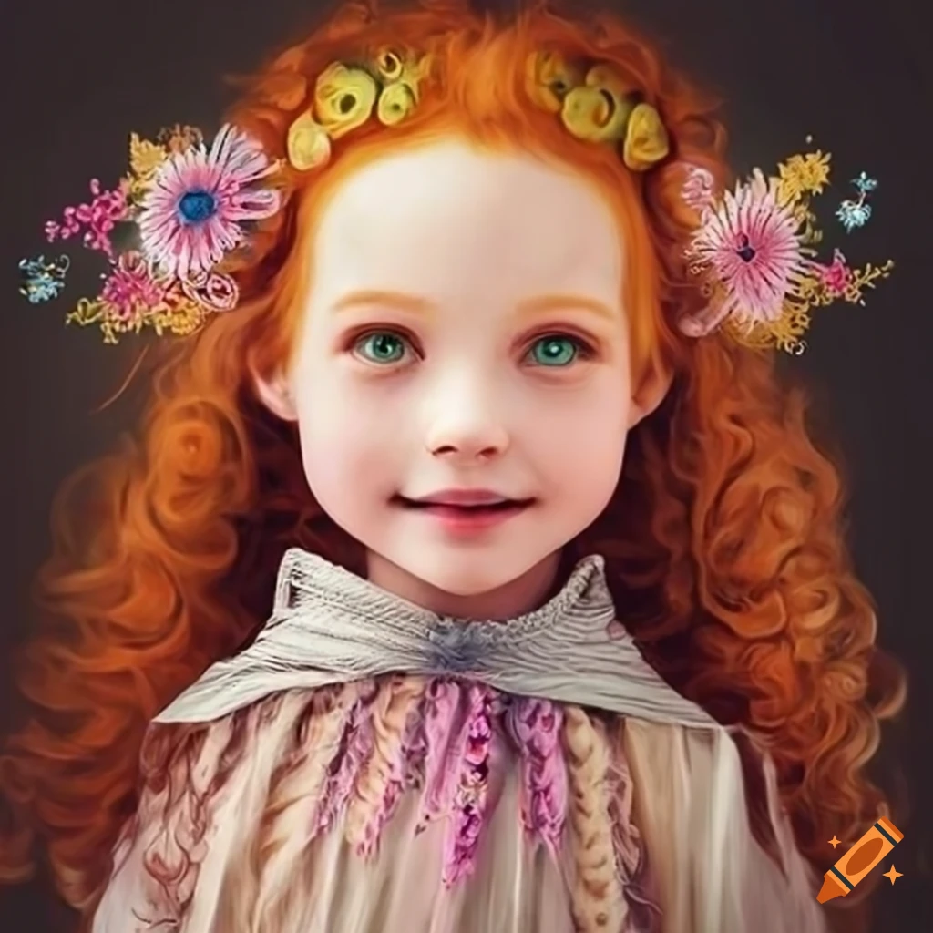 Colorful illustration of smiling ginger-haired girls