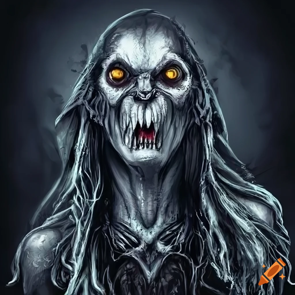 Silver vampire-like creature with a seductive appearance on Craiyon