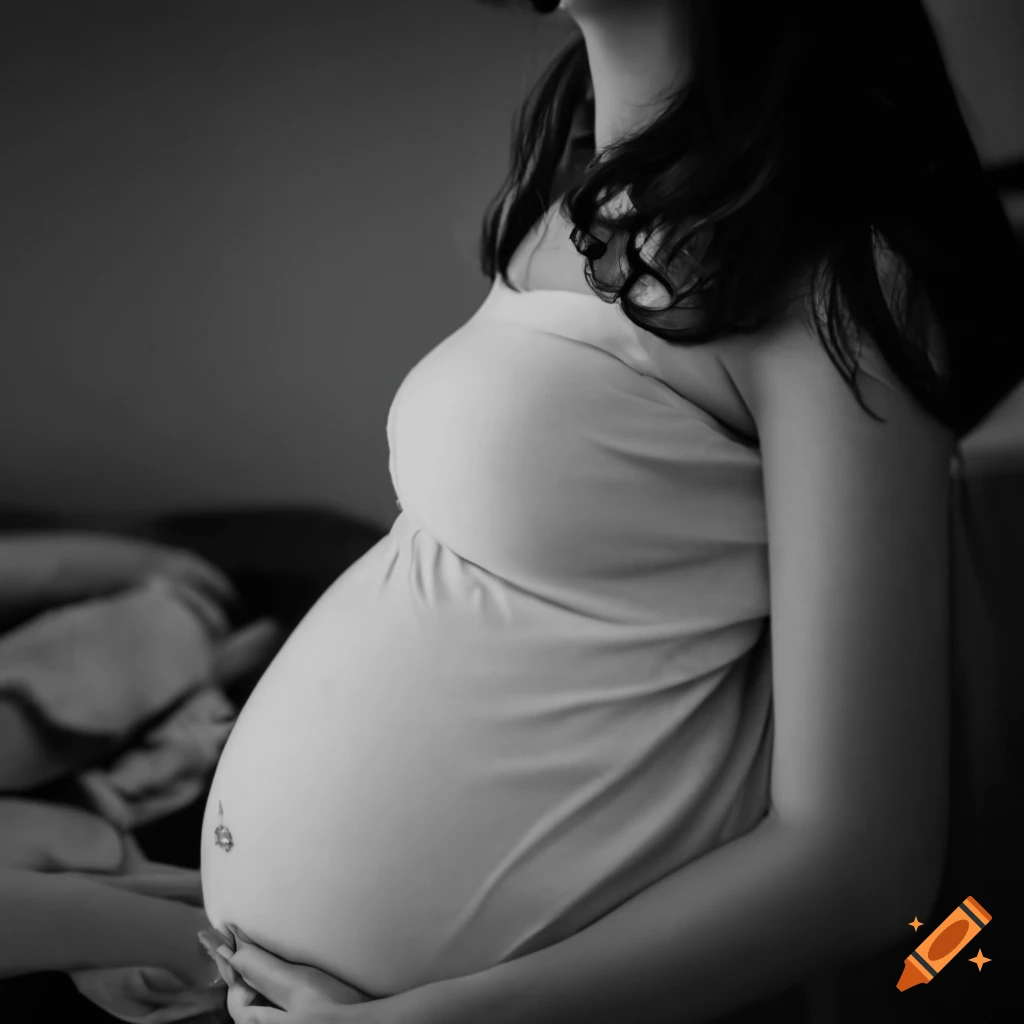 Side view of a pregnant teenage boy on Craiyon