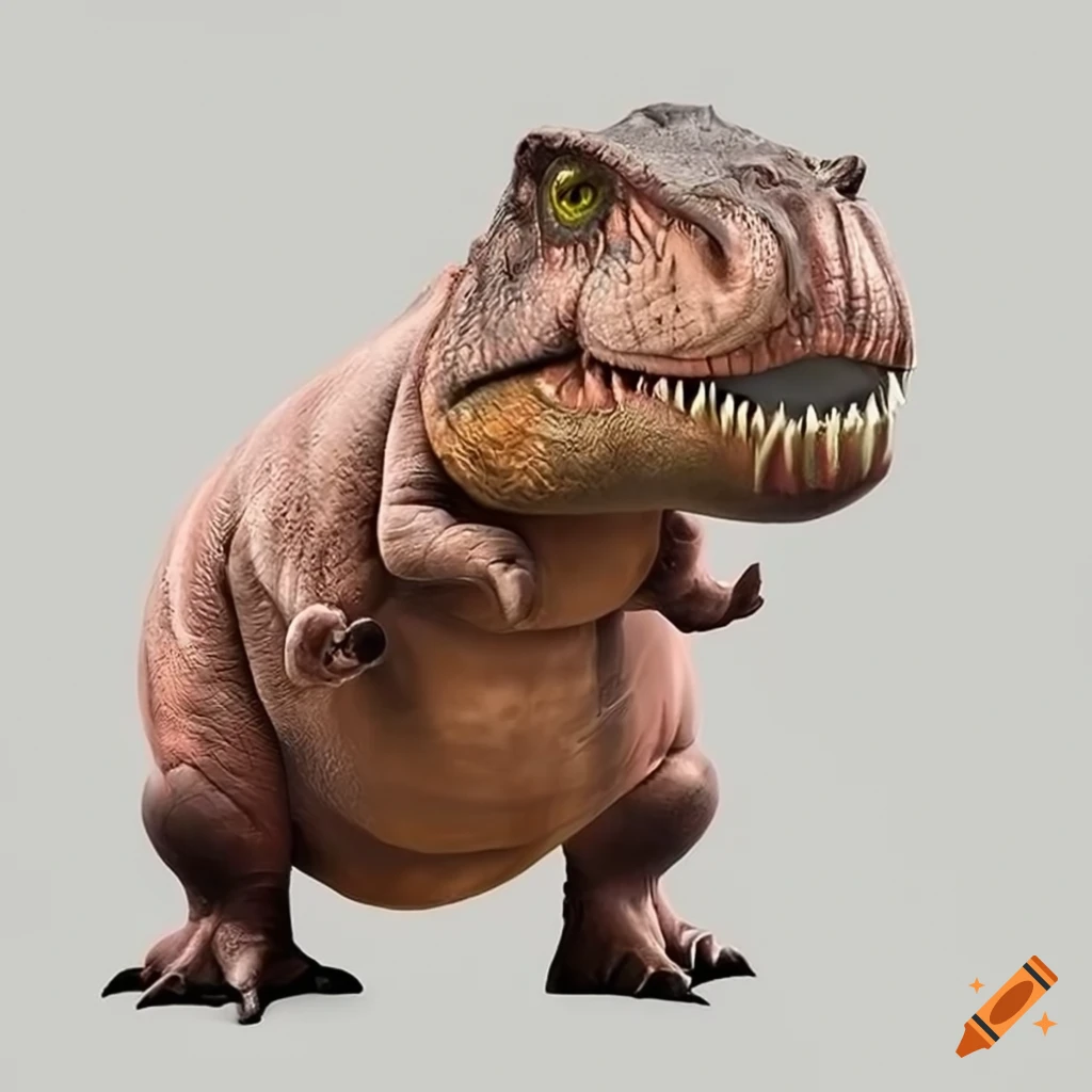 Illustration of a chubby t-rex with hippo-like features on Craiyon