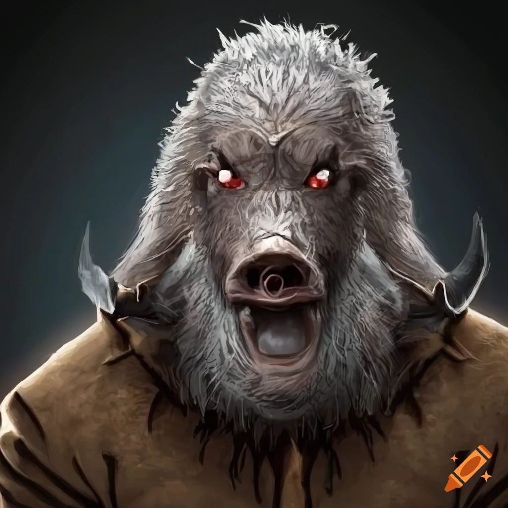 Boar man creature on Craiyon