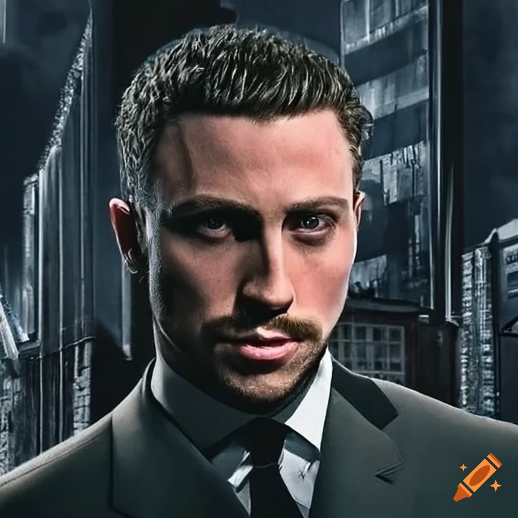 Aaron taylor-johnson as james bond holding a gun on Craiyon