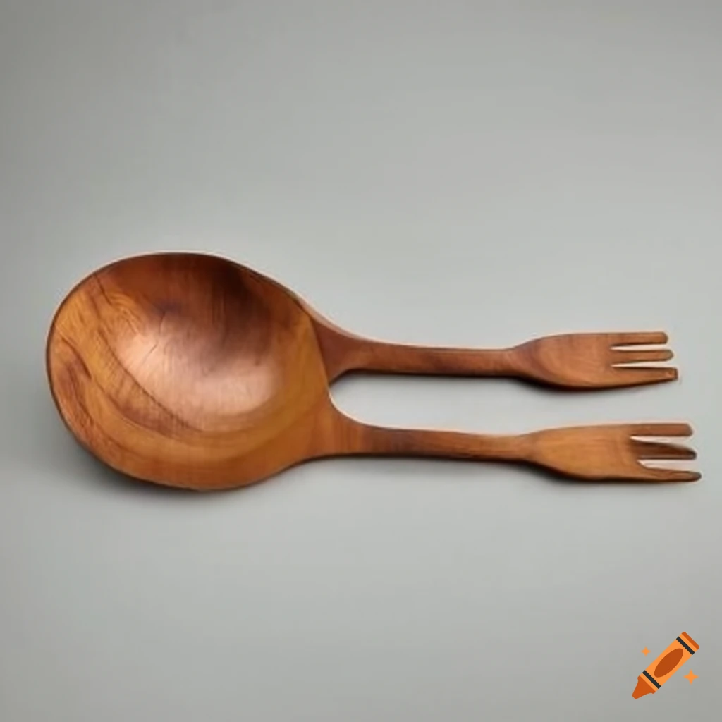 Hand carved wooden spork on Craiyon