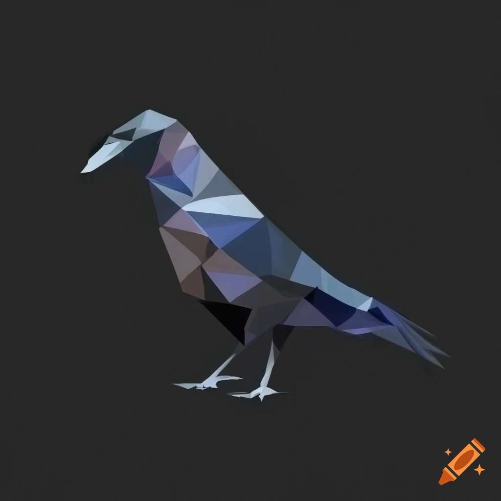 Geometric logo featuring a crow on Craiyon