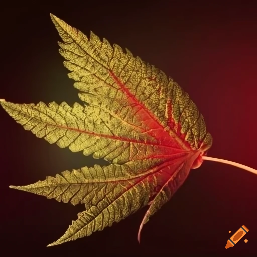Artistic depiction of a golden marijuana leaf on Craiyon