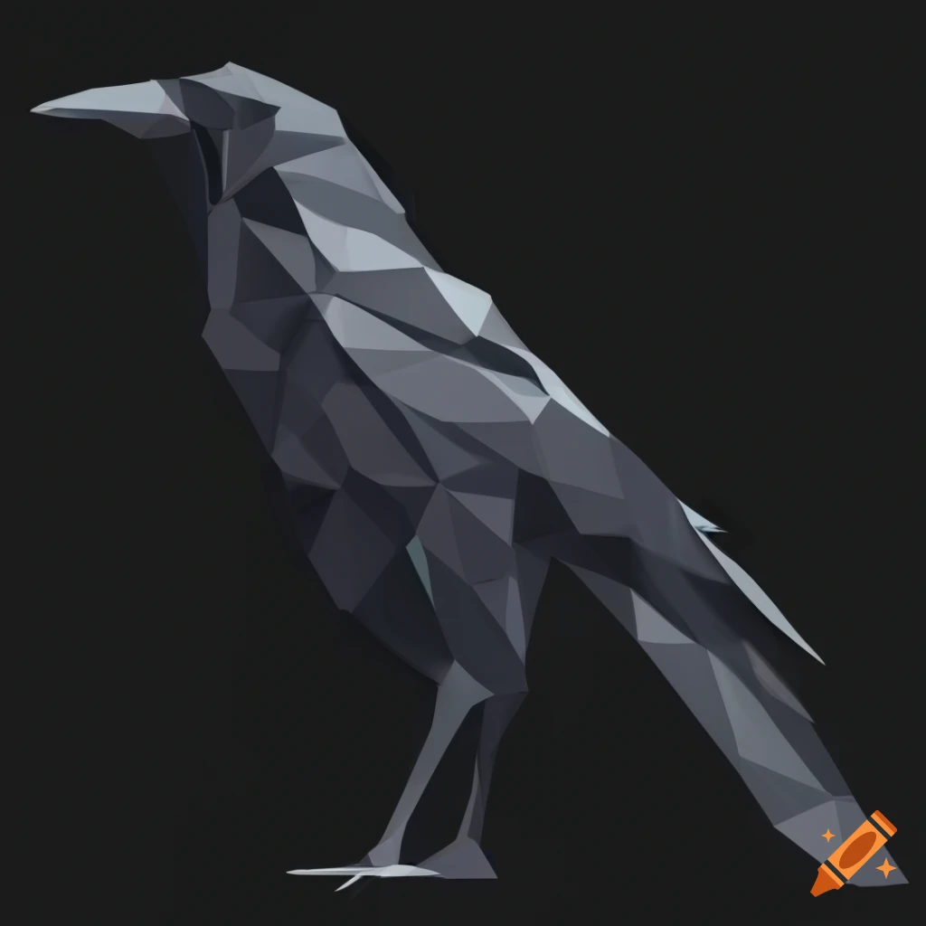 Low poly crow on black background on Craiyon