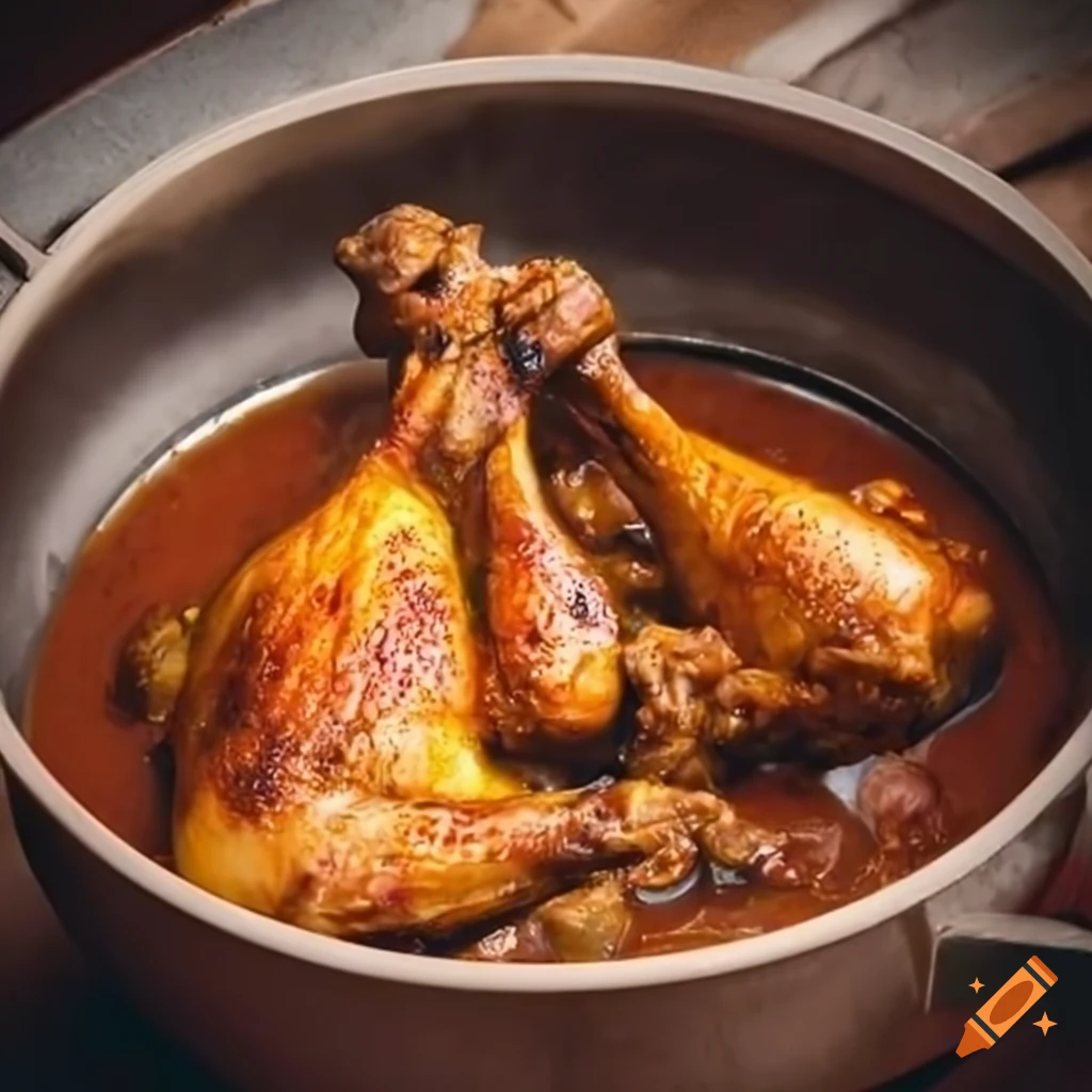 Cooked african chicken in a pot on Craiyon