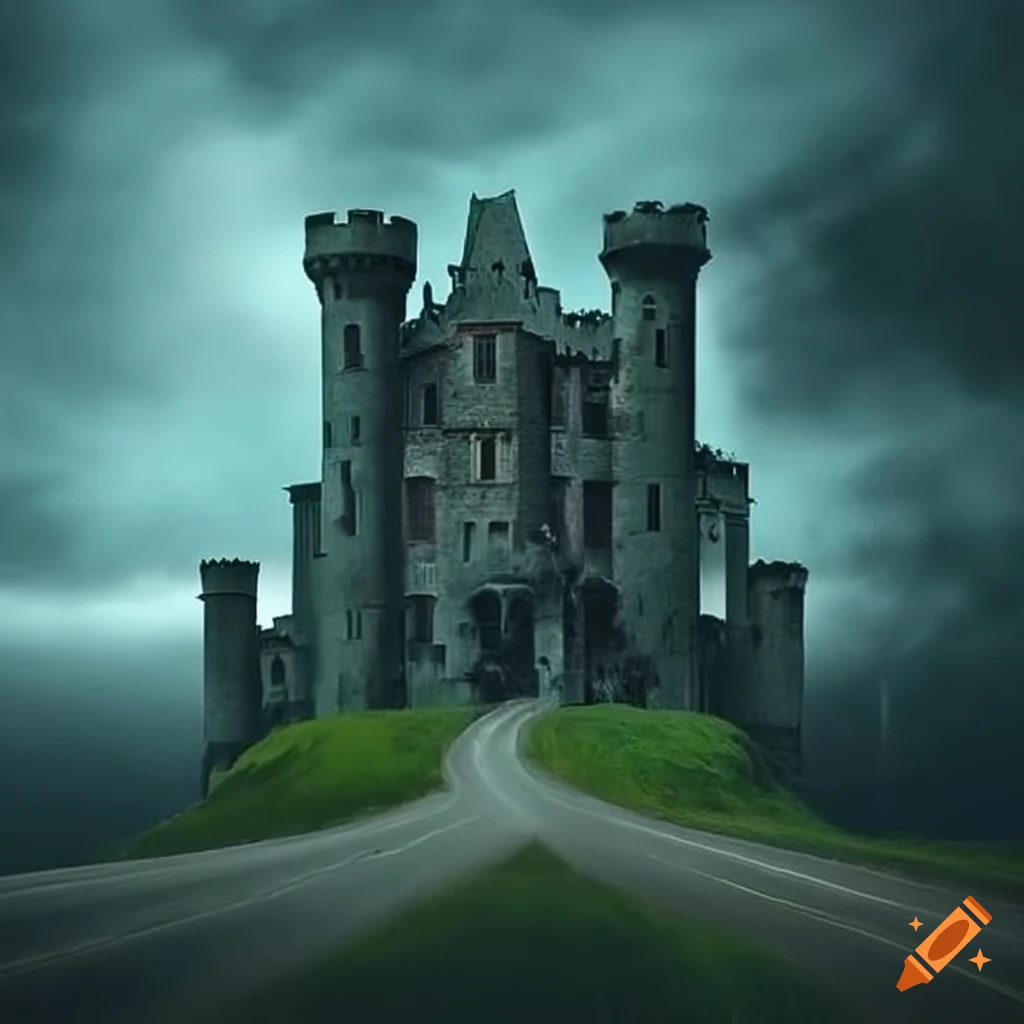 11th century european knight's castle with rectangular tower and ...