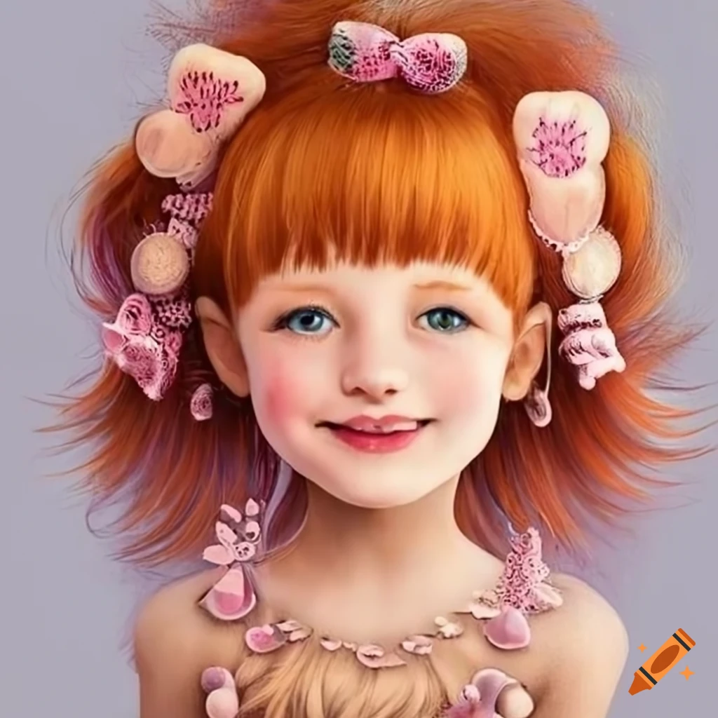 Colorful Illustration Of Cute Ginger Haired Girls On Craiyon