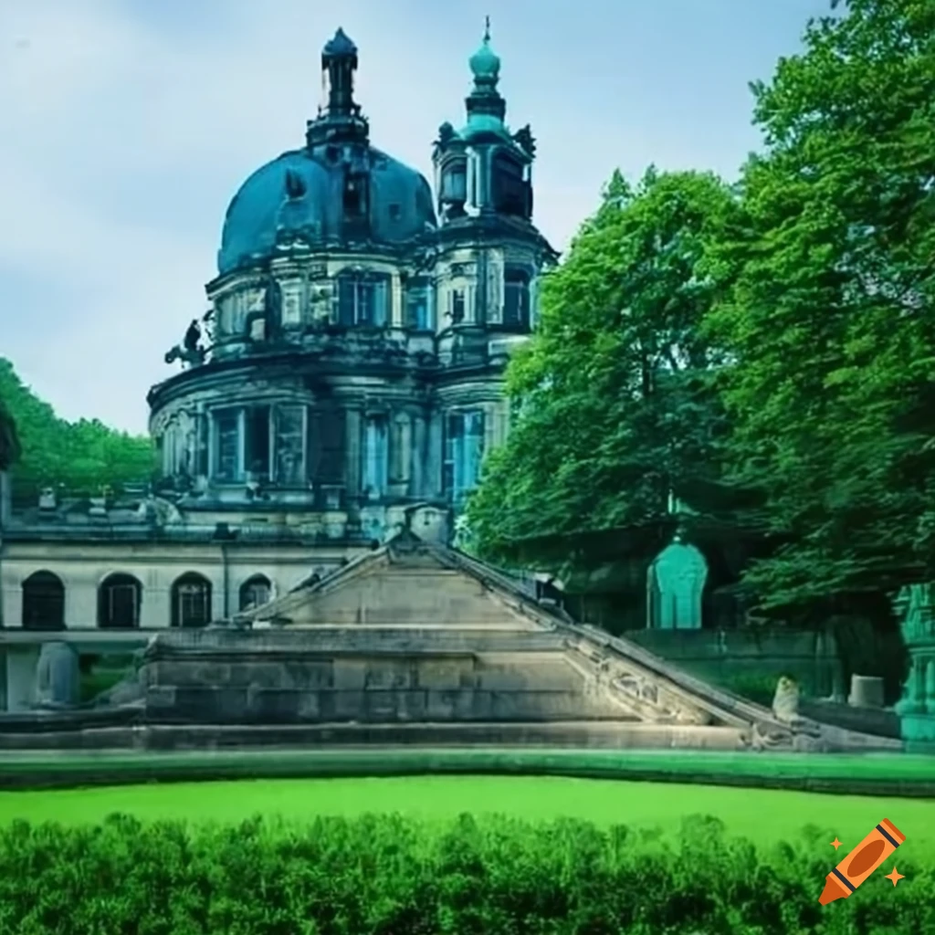 Garden stairs at dresden palace buildings