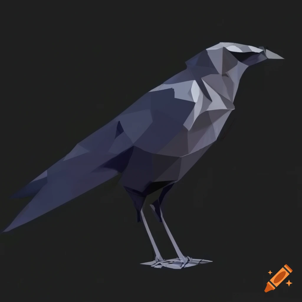 Low poly crow on black background on Craiyon