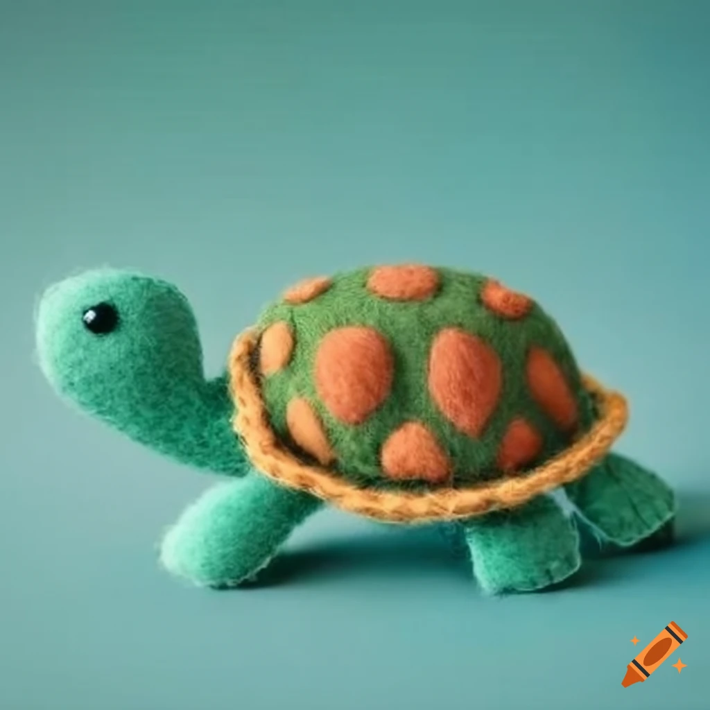 Cute felt turtle figurine on Craiyon