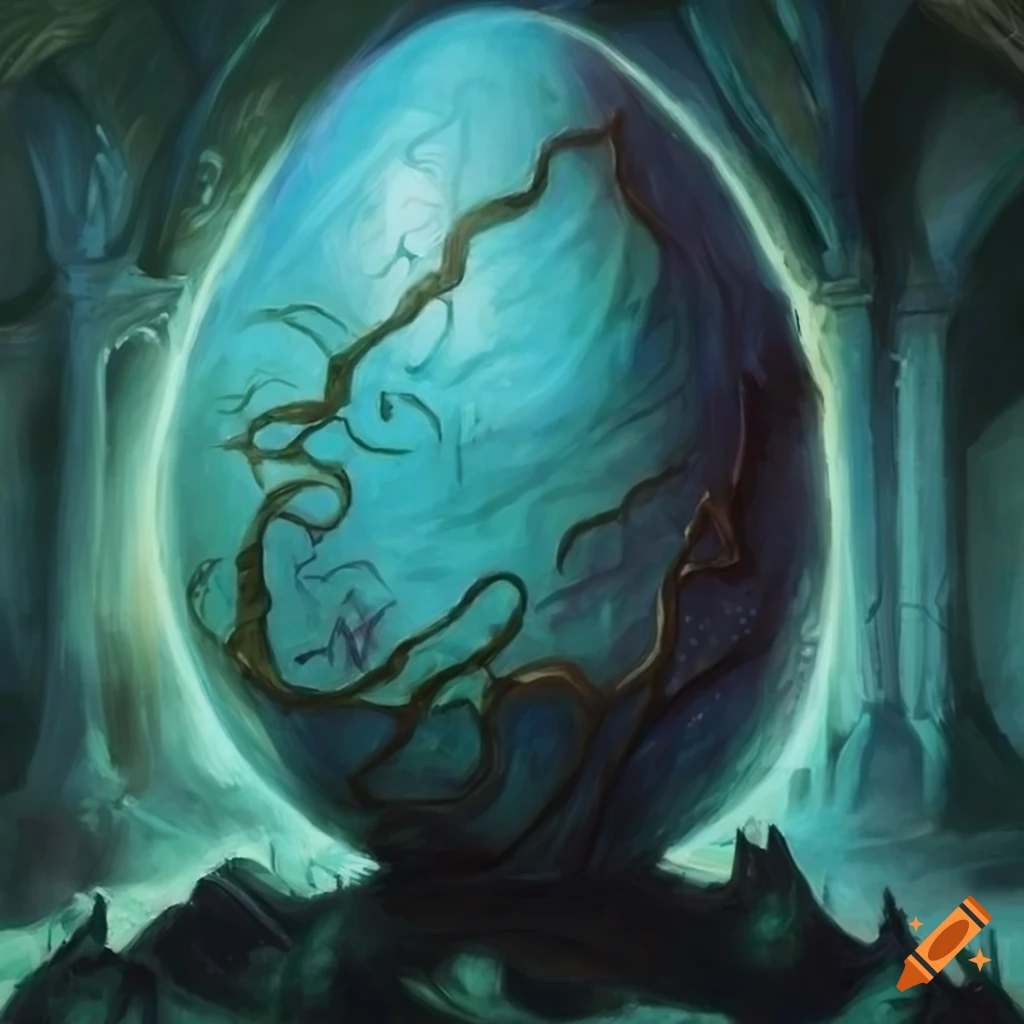 Vintage artwork of a legendary egg on Craiyon