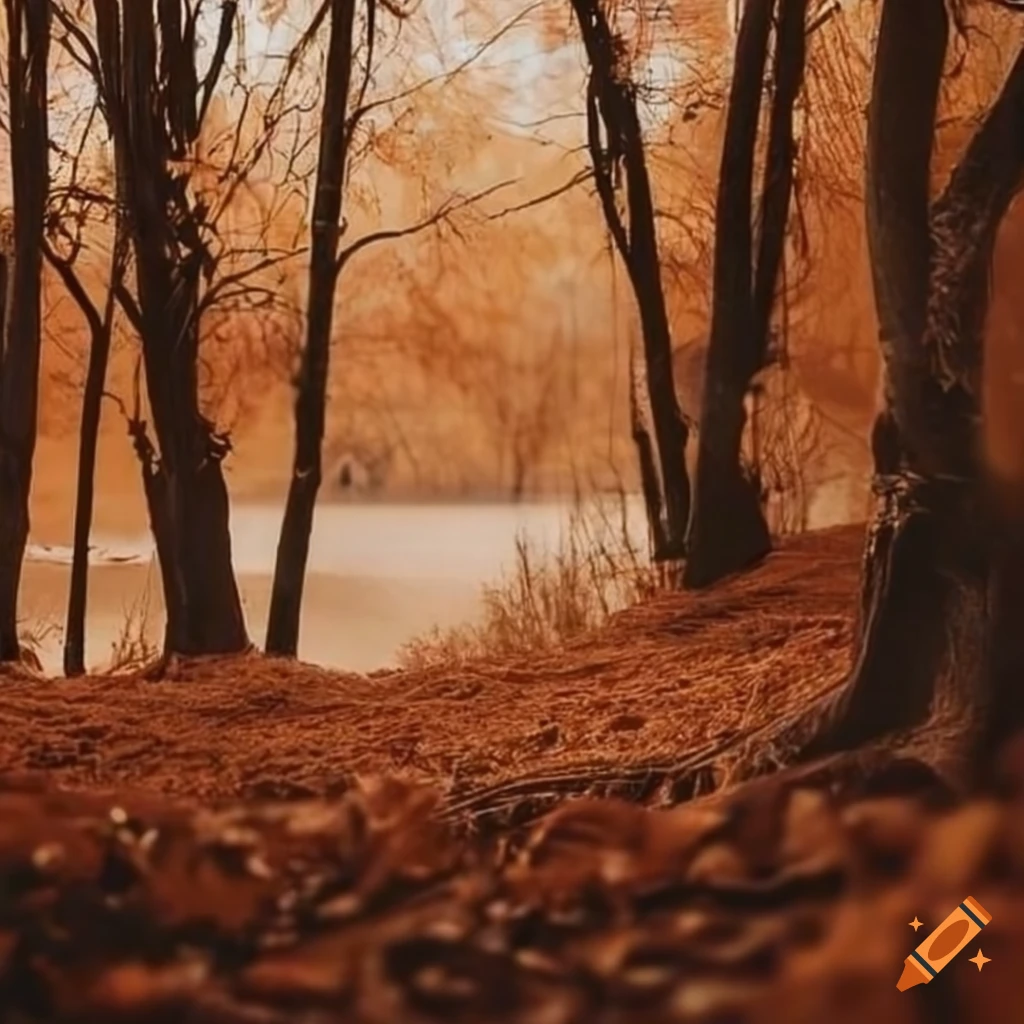 Cosy autumn landscape in brown and beige tones on Craiyon