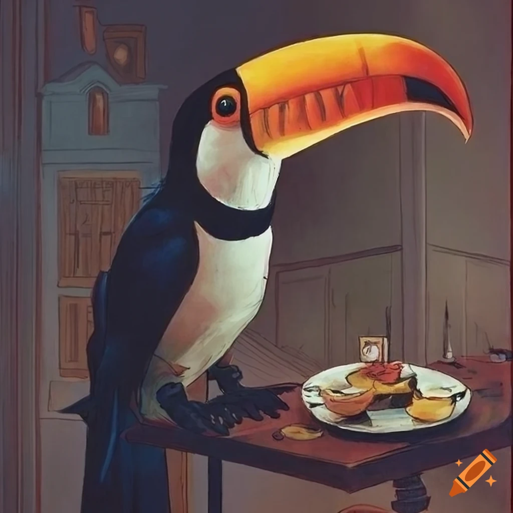 Illustration of a toucan villain on Craiyon