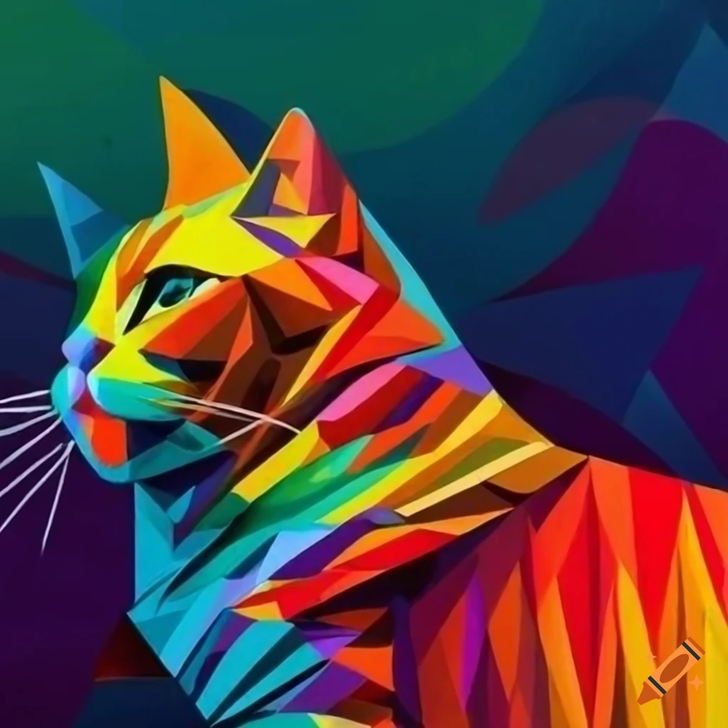 Geometric abstract art with cats on Craiyon