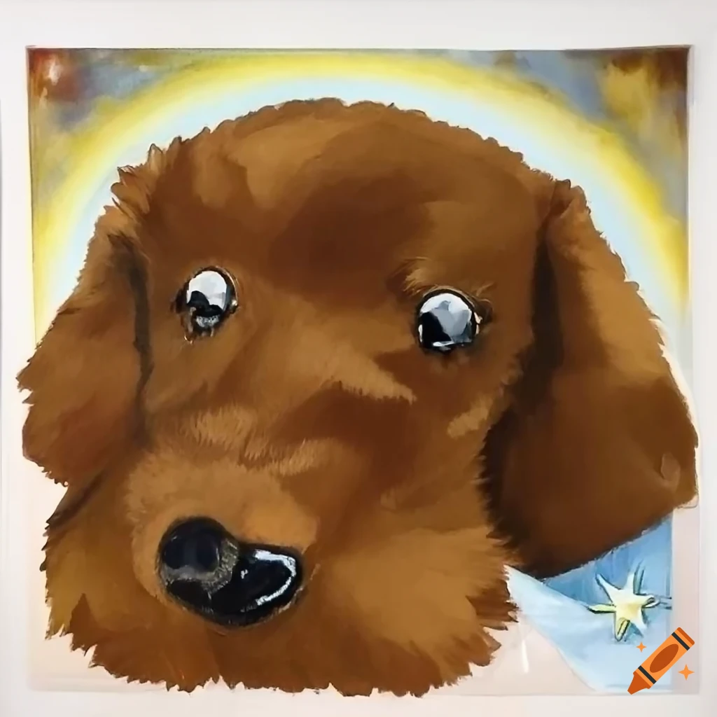 Drawing of an angelic plush dog