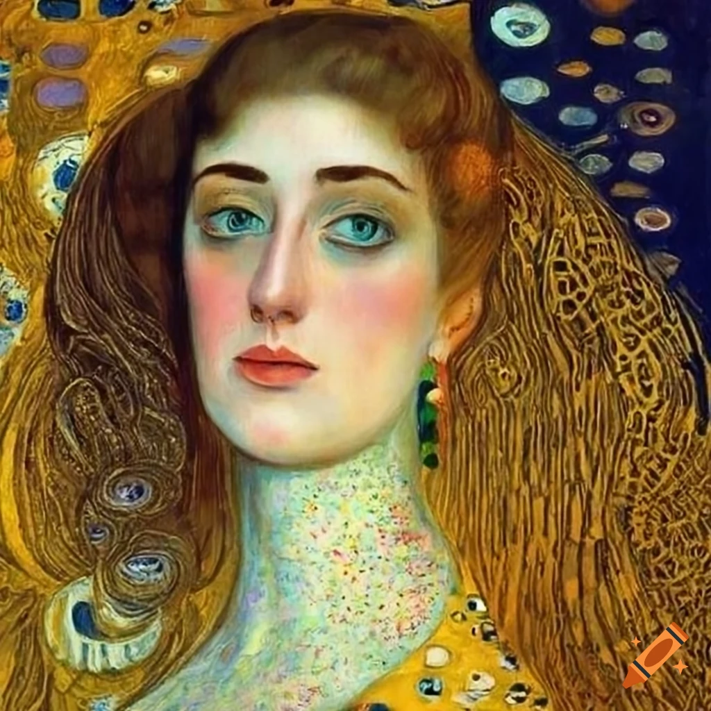 Portrait of a woman in gustav klimt style on Craiyon