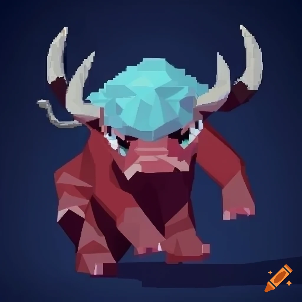 Pixel art of a unique water bull pokemon on Craiyon
