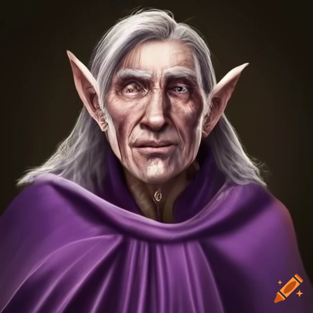 Portrait of a blue male high elf with a beard on Craiyon