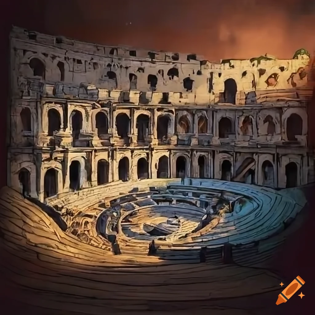 Greek amphitheater with stone seats on Craiyon