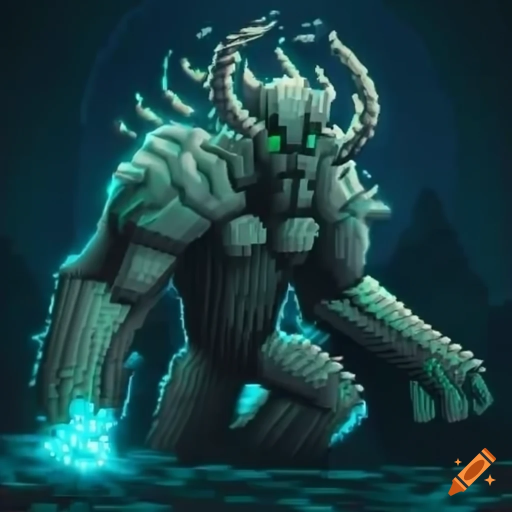 Image of a mythical minecraft titan on Craiyon