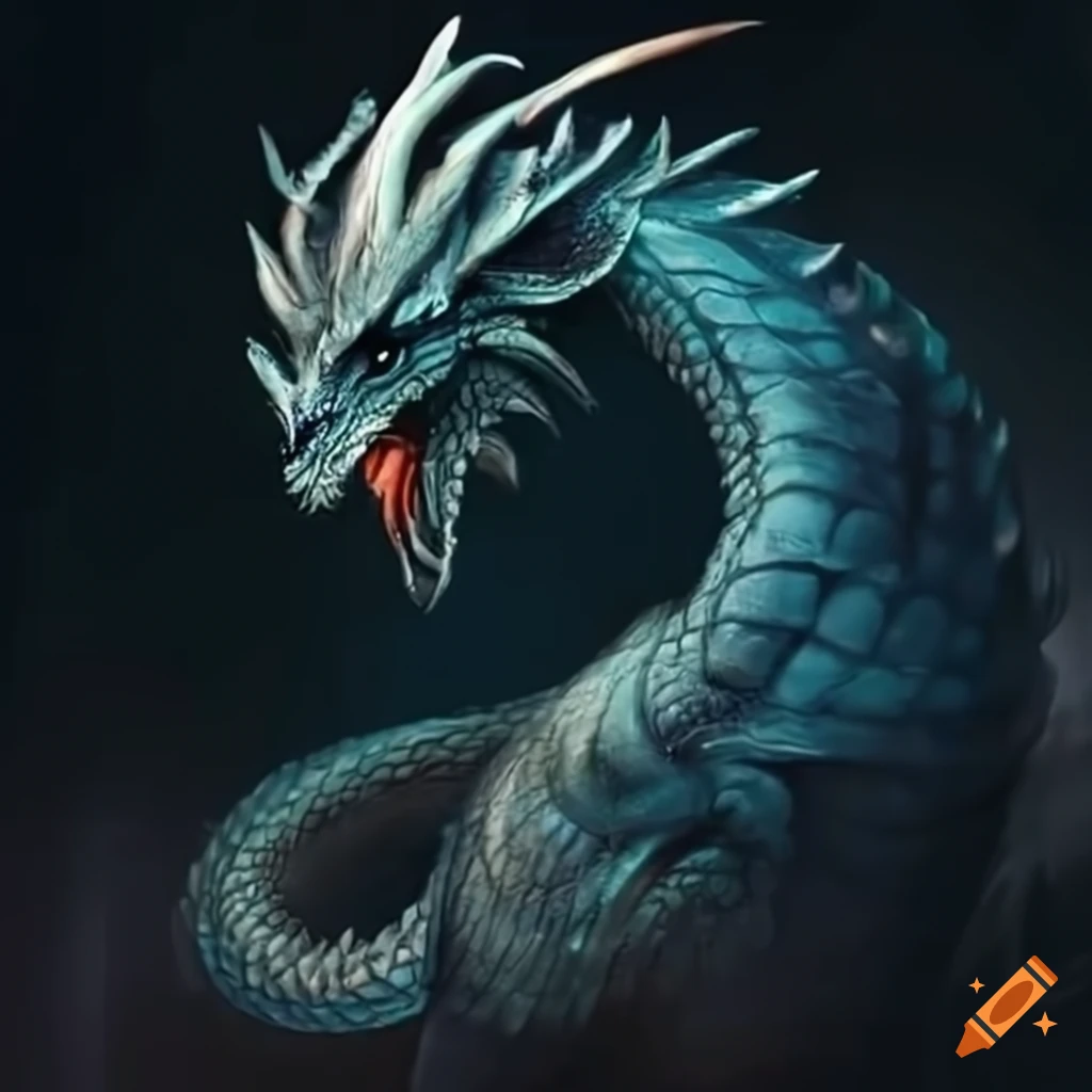 Illustration of a dragon made of noodles on Craiyon