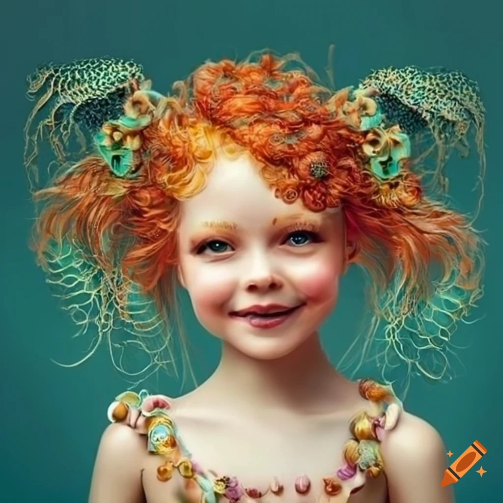 Colorful illustration of cute ginger-haired girls