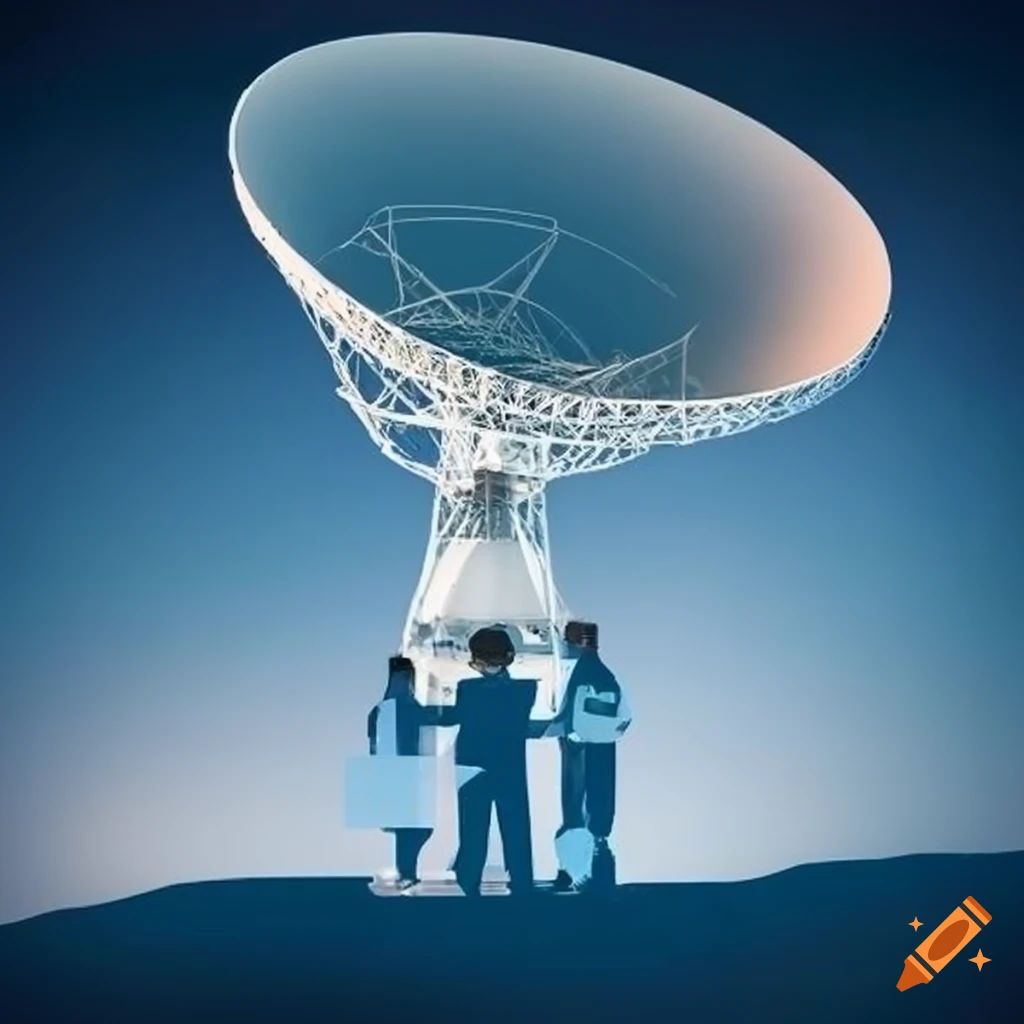 Researchers analyzing data from a radio telescope on Craiyon