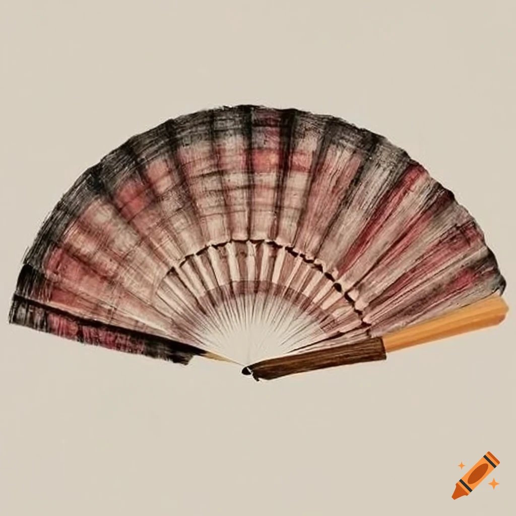 Asian paper fan with brushstroke painting on Craiyon