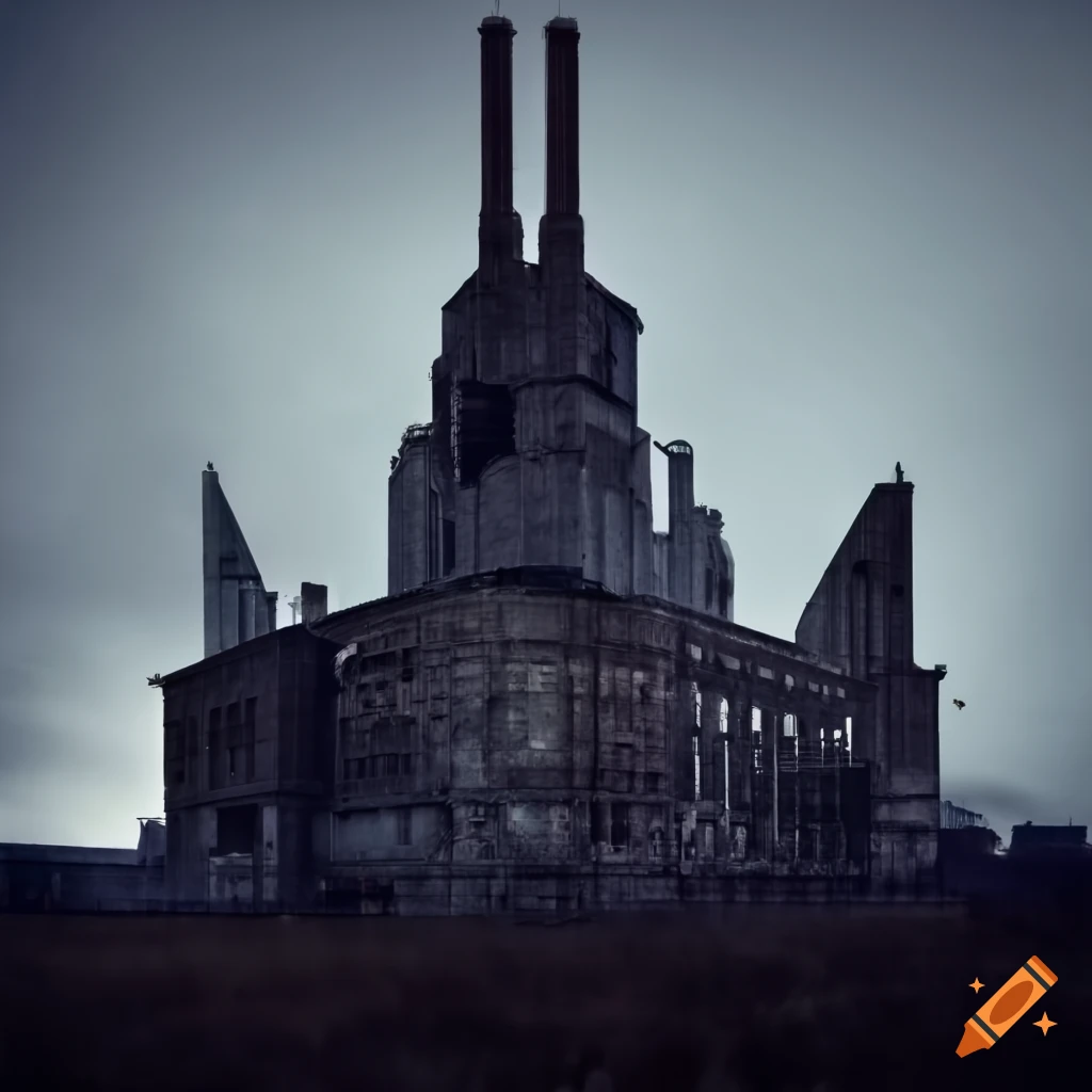 Image of a soviet factory in muted colors