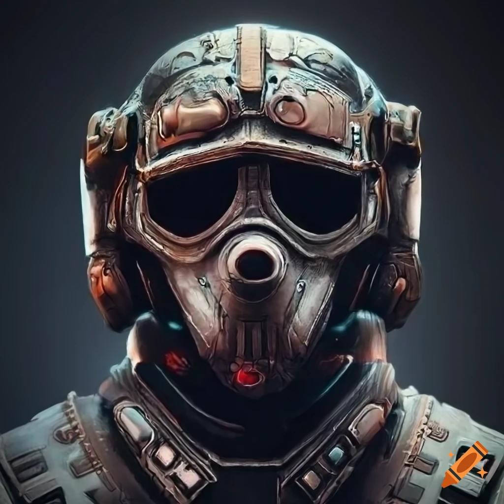 Hyperrealistic sci-fi horror soldier helmet design on Craiyon