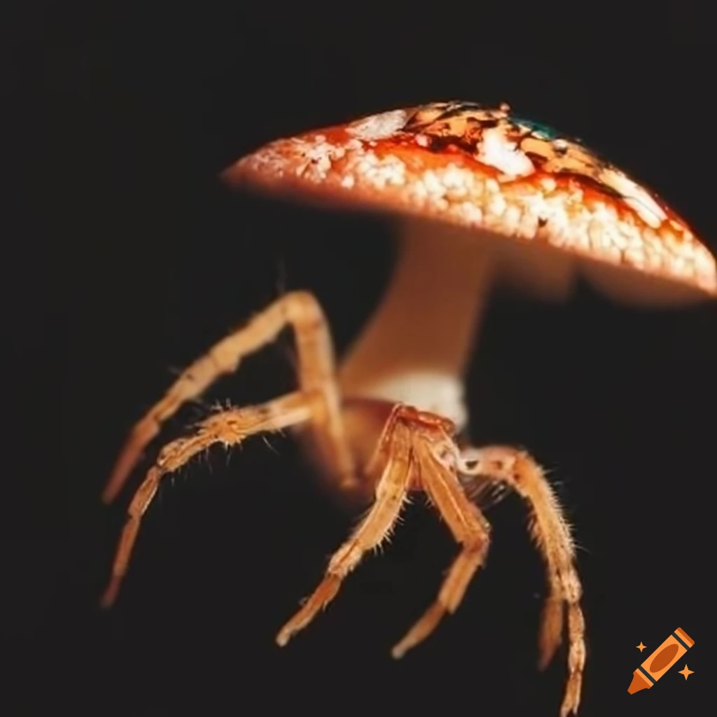 Image of a spider on a mushroom on Craiyon