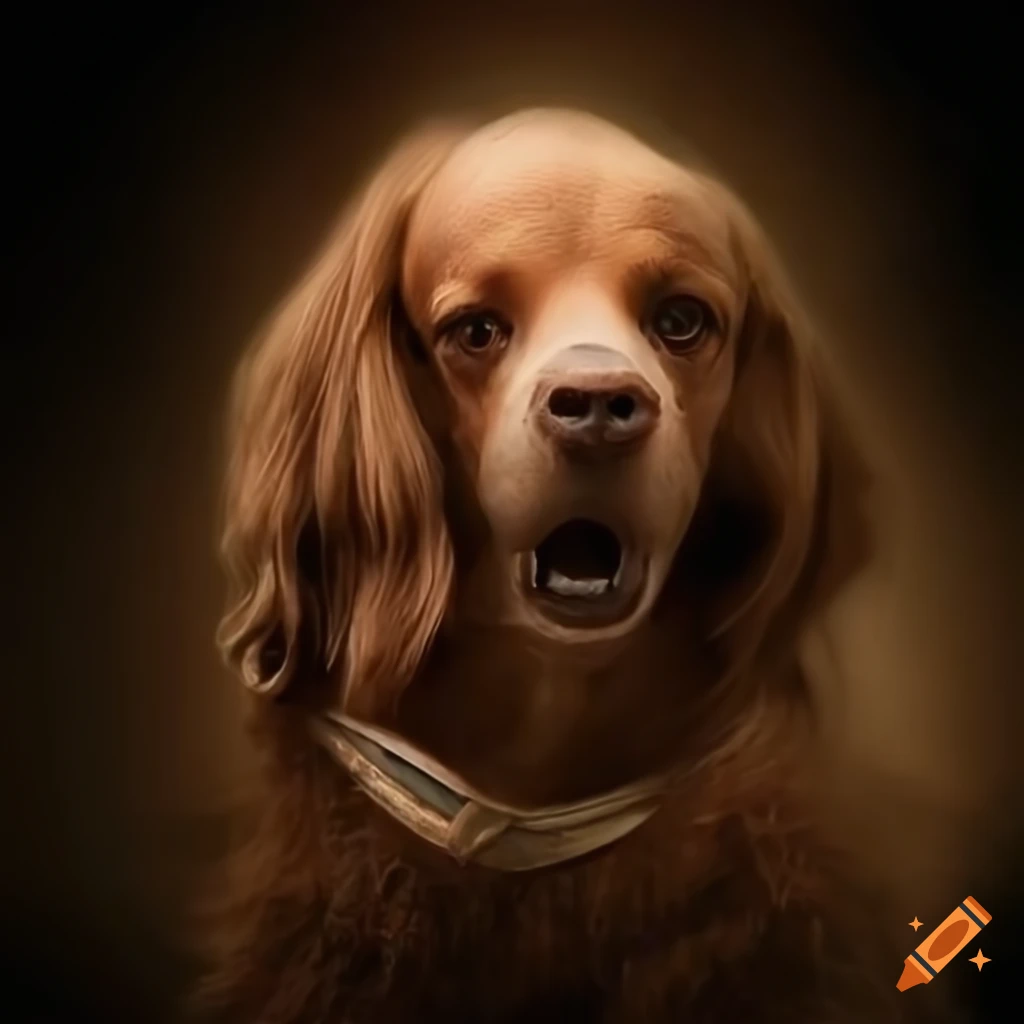 Renaissance painting of a dachshund and an angry rooster on Craiyon