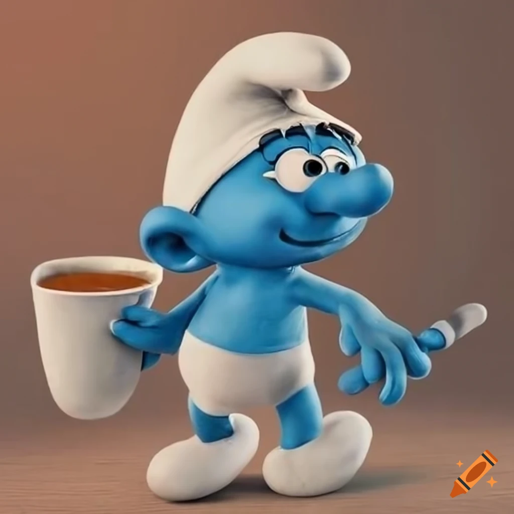 Smurf holding a rolled object on Craiyon