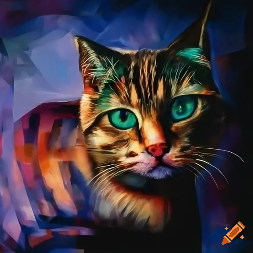 Geometric abstract art with cats
