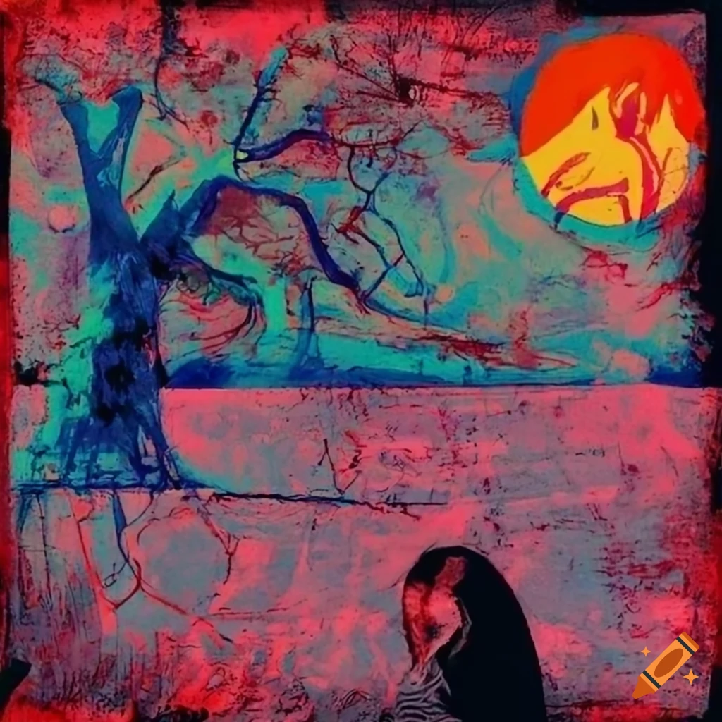 Dark and intense album cover with grunge themes on Craiyon